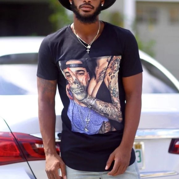 Posh By K | Shirts | Mens Good Guy Bad Guy Print Tshirt Black | Poshmark